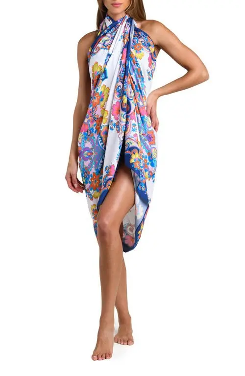 SUNSHINE 79 Butterfly Tropical Print Cover-up Sarong - White Multi