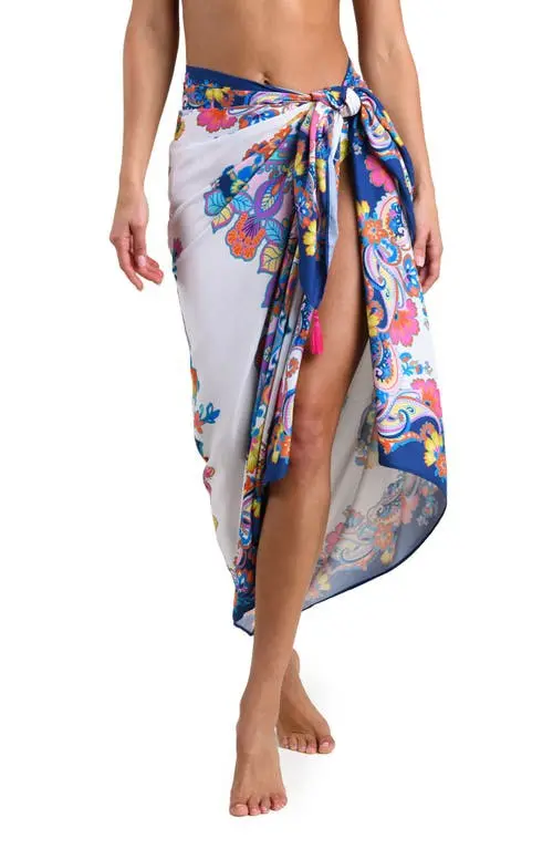 SUNSHINE 79 Butterfly Tropical Print Cover-up Sarong - White Multi