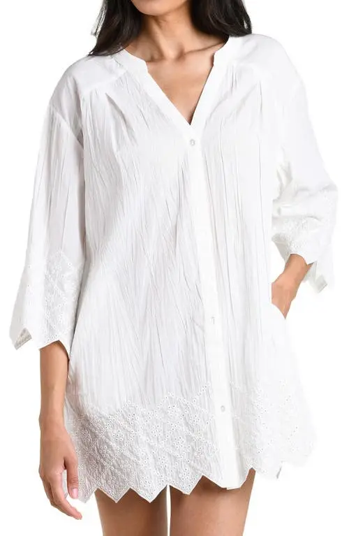 La Blanca Crinkle Collective Cover-up Shirtdress - White
