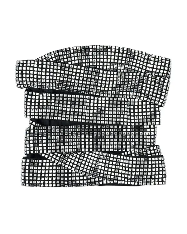 AREA Disco Ball Sequin Embellished Tube Top - Black