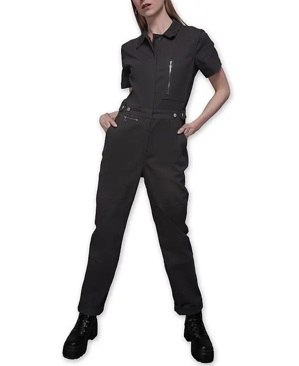 WILDFANG Essential High Waisted Zipper Coverall - Charcoal