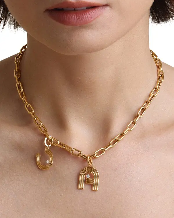Adina Reyter 14k Yellow Diamond Horseshoe Charm Pendant