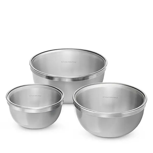 CARAWAY 3 Piece Mixing Bowl And Lid Set - Gray