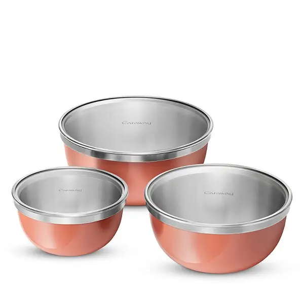 CARAWAY 3 Piece Mixing Bowl And Lid Set - Perracotta