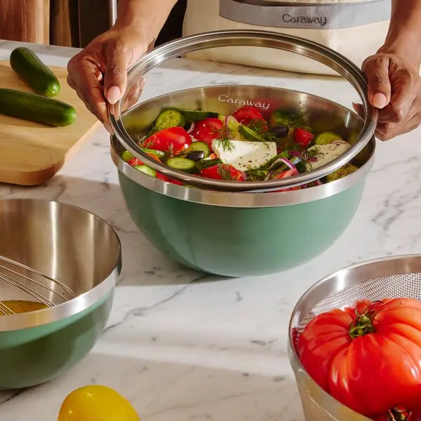 CARAWAY 3 Piece Mixing Bowl And Lid Set - Sage