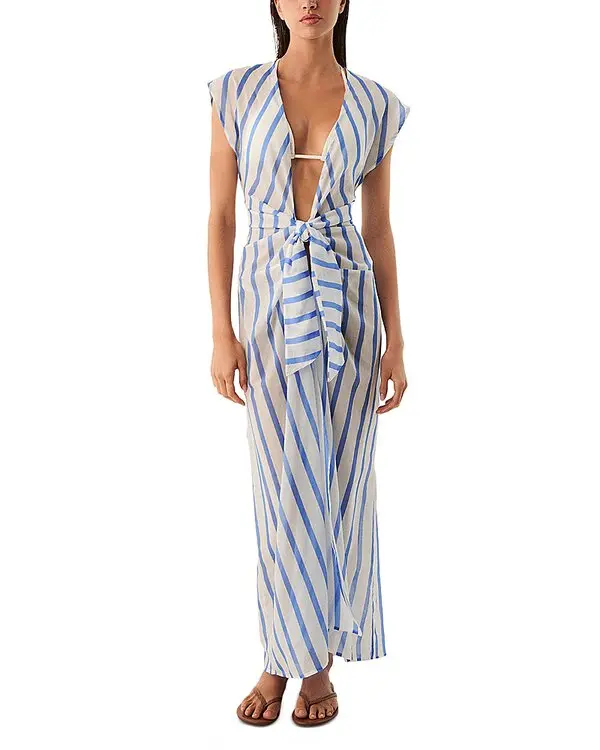 VIX PAULA HERMANNY Sasha Stripe Long Swim Cover Up - Maarten