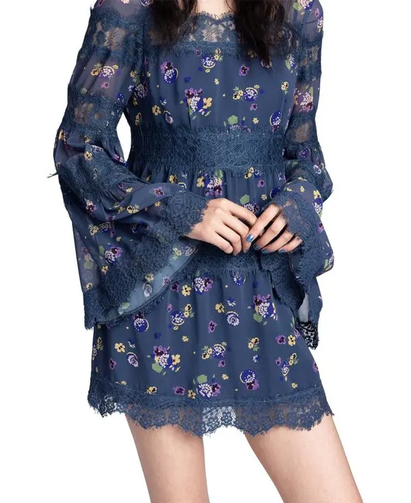 Anna Sui Night Blooming Chiffon Mini Dress