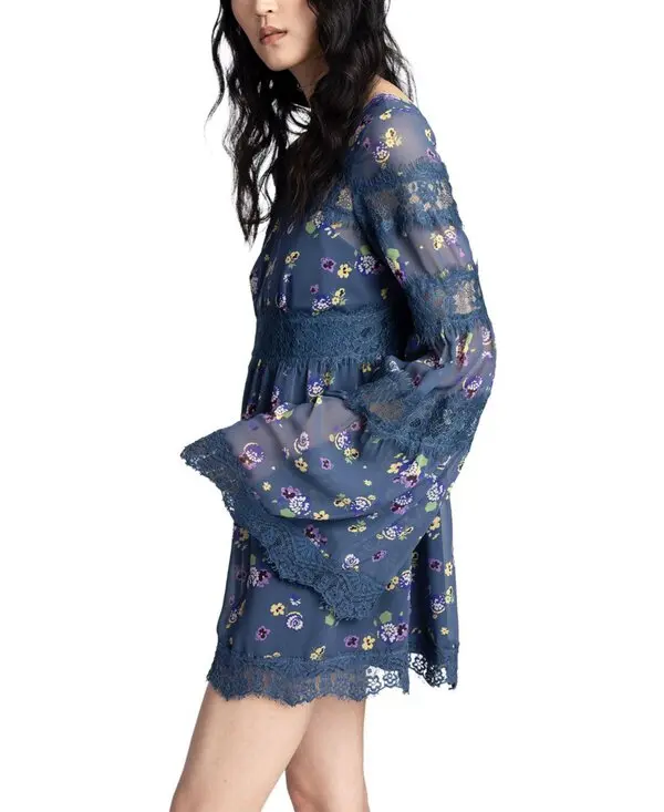 Anna Sui Night Blooming Chiffon Mini Dress