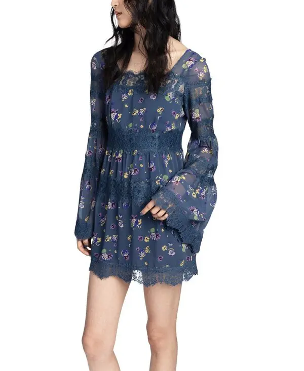 Anna Sui Night Blooming Chiffon Mini Dress