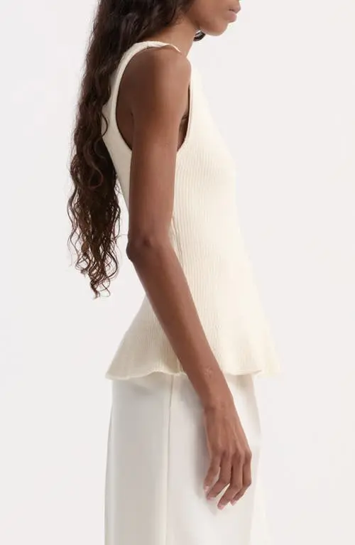 RÓHE Sculptural Rib Organic Cotton Peplum Sweater