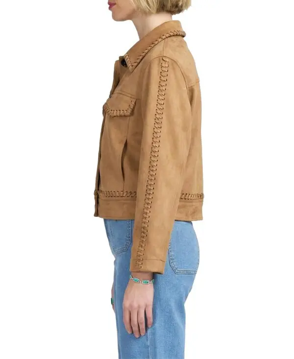 ELLE COLLECTION Faux Suede Jacket - Light Khaki
