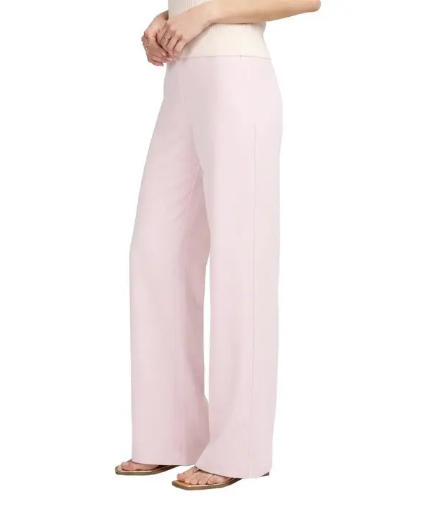 ELLE COLLECTION Woven Pant With Button Detail - Light Pink