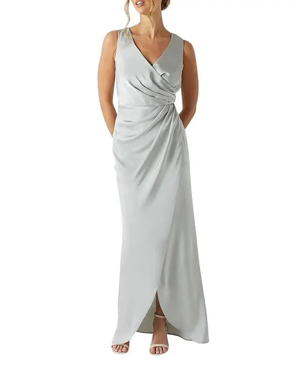 Coast Ruched Satin Bridesmaid Dress - Sage