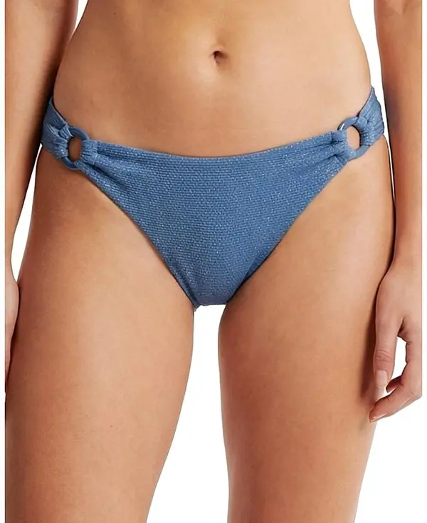 CHANGE OF SCENERY Camilla Ring Trim Shimmer Bikini Bottom - Steel Blue Metallic