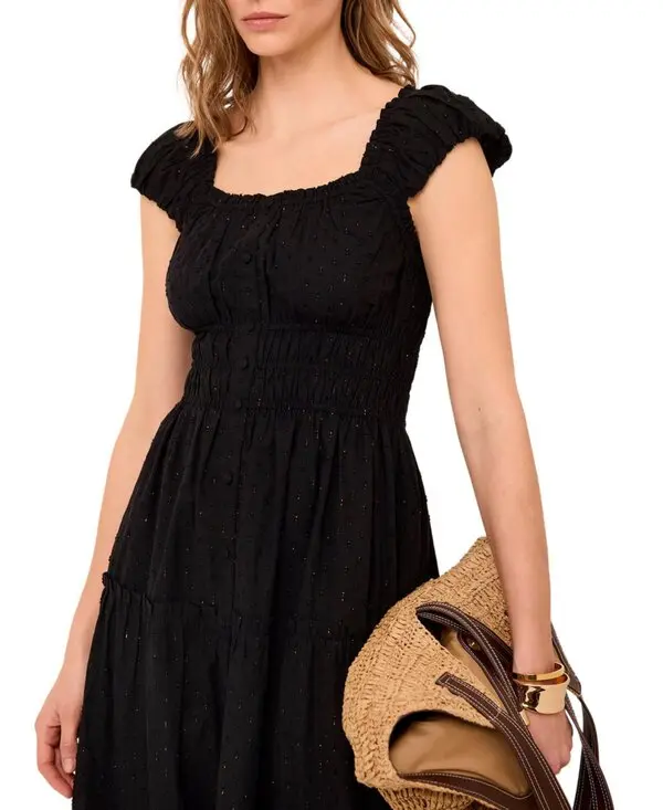 Mint Velvet Cotton Blend Textured Midi Dress - Black