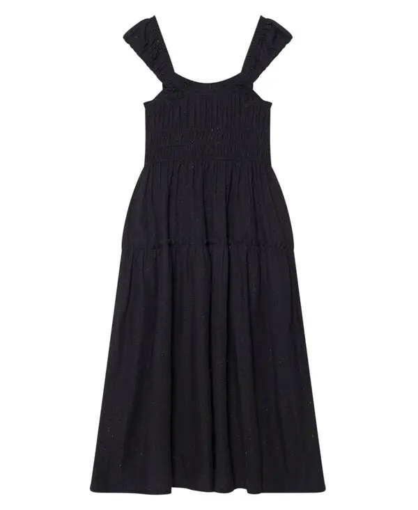 Mint Velvet Cotton Blend Textured Midi Dress - Black