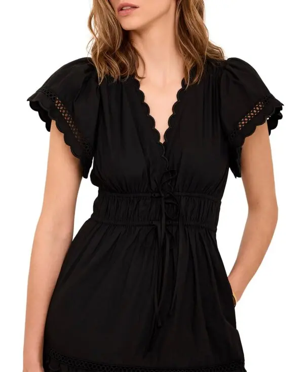 Mint Velvet Cotton Ruffle Maxi Dress - Black
