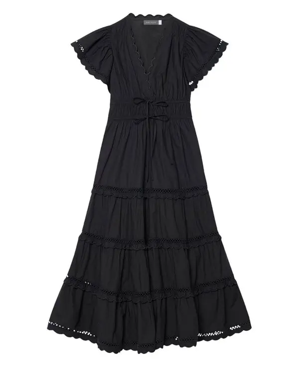 Mint Velvet Cotton Ruffle Maxi Dress - Black