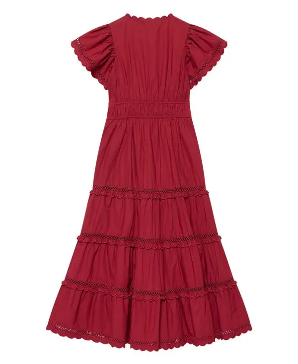 Mint Velvet Cotton Ruffle Maxi Dress - Red