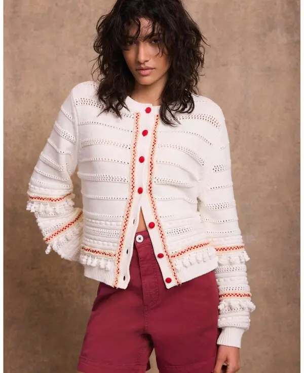 Mint Velvet Cotton Blend Tassel Cardigan