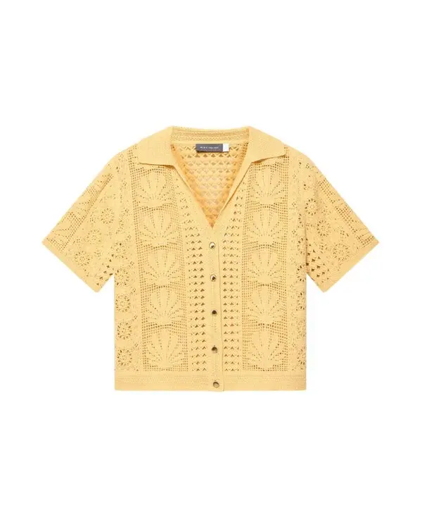 Mint Velvet Cotton-blend Crochet Shirt - Yellow