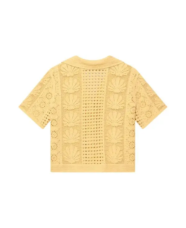 Mint Velvet Cotton-blend Crochet Shirt - Yellow
