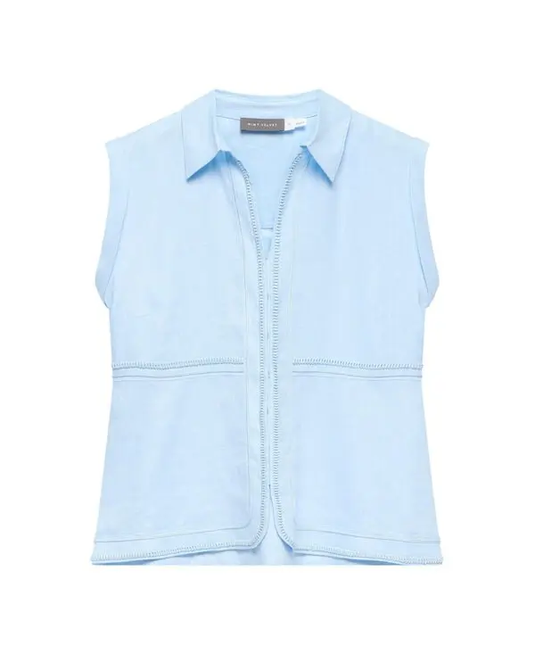 Mint Velvet Linen Sleeveless Shirt - Blue