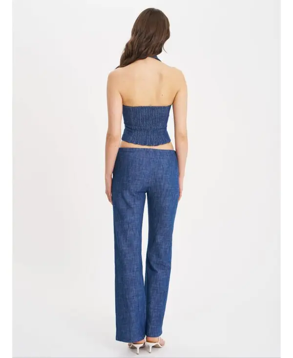 MISS CIRCLE NEW YORK Raffaella Cotton Denim Straight Leg Pants