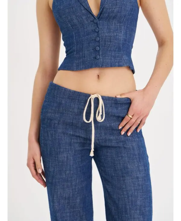 MISS CIRCLE NEW YORK Raffaella Cotton Denim Straight Leg Pants