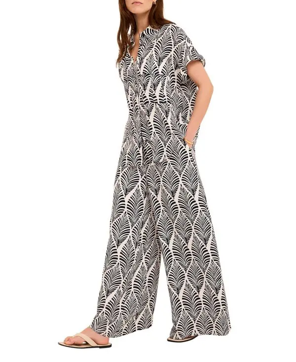 Mint Velvet Leaf Print Wide Leg Trousers