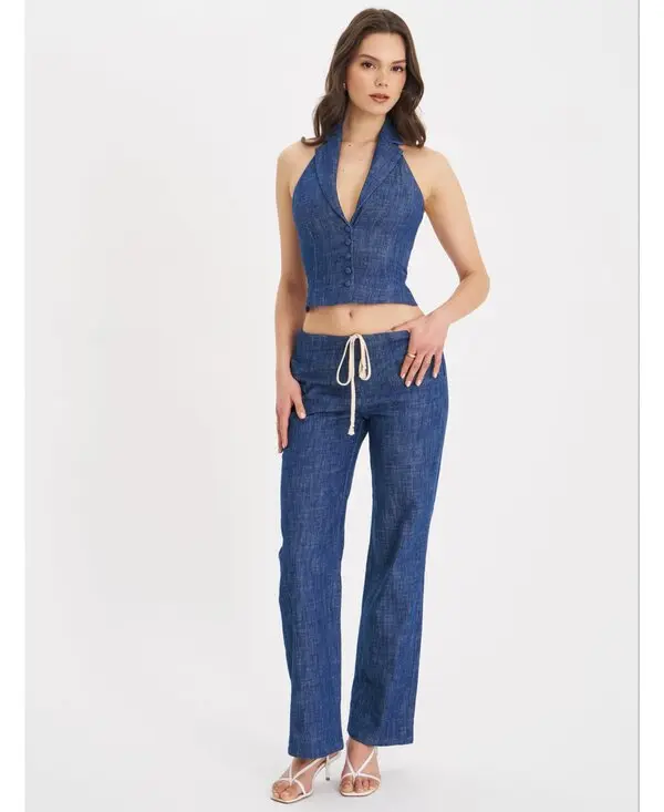 MISS CIRCLE NEW YORK Rafaella Cotton Denim Suit Vest