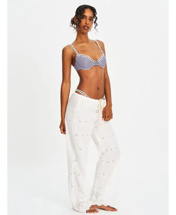 MISS CIRCLE NEW YORK Geneva Gingham Lace Bikini Top