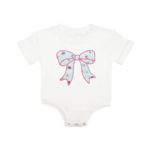 SWEET WINK Floral Bow Short Sleeve Romper - White