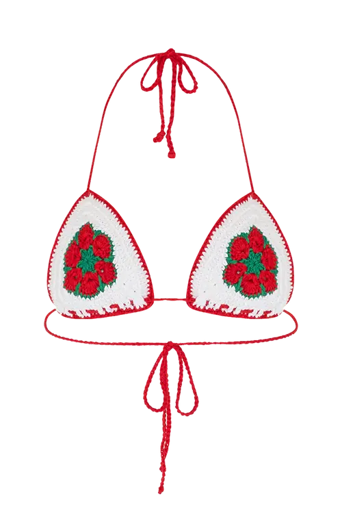 BRUNNA.CO The Poppy Crochet Bikini Top - Red