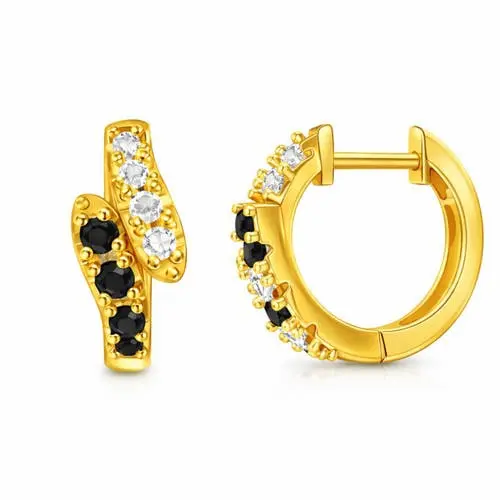 DONATELLO GIAN Split Pavé Huggie Hoop Earrings - Gold
