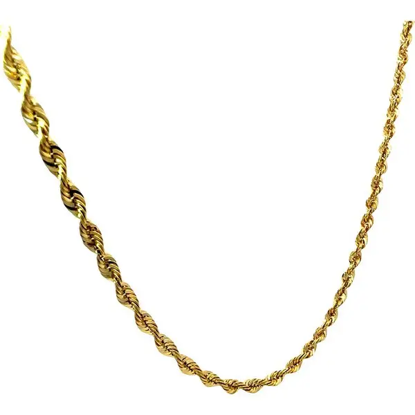 ANCONA JEWELRY 14k Diamond Cut Rope Chain 4.2mm 22in Necklace - Yellow Gold