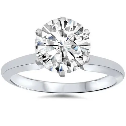 BLISS DIAMOND Vvs 3ct Solitaire Moissanite Ring - 14k White Gold