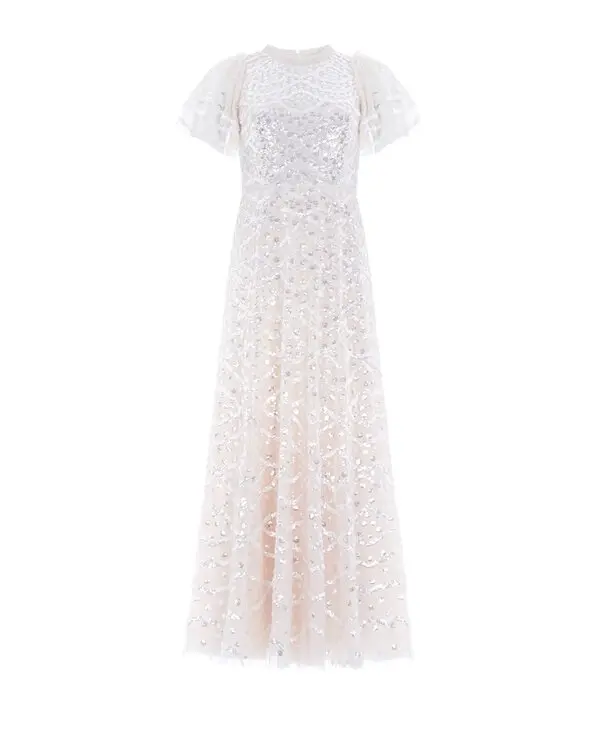 NEEDLE & THREAD Deco Dot Gloss Ankle Gown - Cream