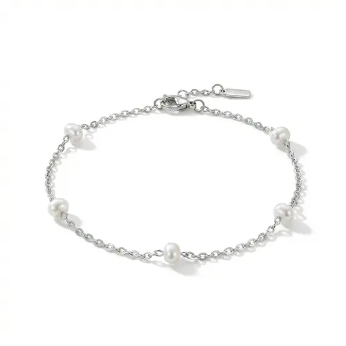 BLISS DIAMOND Max Freshwater Pearls Anklet - Silver