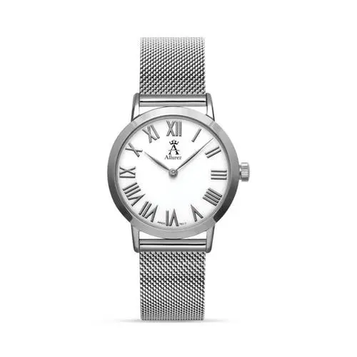 ALLUREZ Stainless Steel Mesh Bracelet Watch - Silver