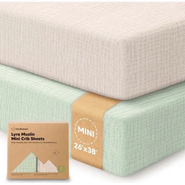 KEABABIES 2-pack Lyra Muslin Mini Crib Sheets - Sage