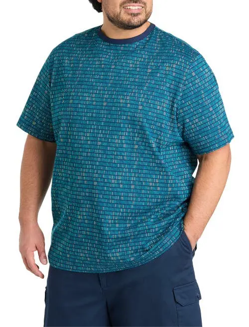 HARBOR BAY BY DXL Big & Tall Moisture-wicking Mosaic Striped T-shirt - Peacoat Multi