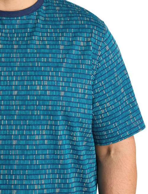 HARBOR BAY BY DXL Big & Tall Moisture-wicking Mosaic Striped T-shirt - Peacoat Multi