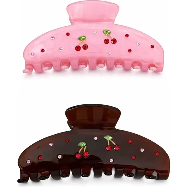 DONATELLO GIAN 2-pack Cherry Hair Claw Clips - Brown