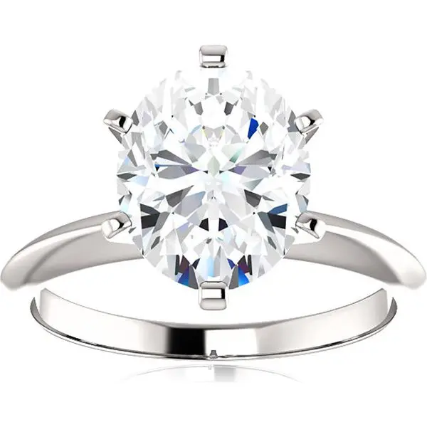 BLISS DIAMOND 14k Gold 3 Ct Oval Moissanite Solitaire Ring - 14k White Gold