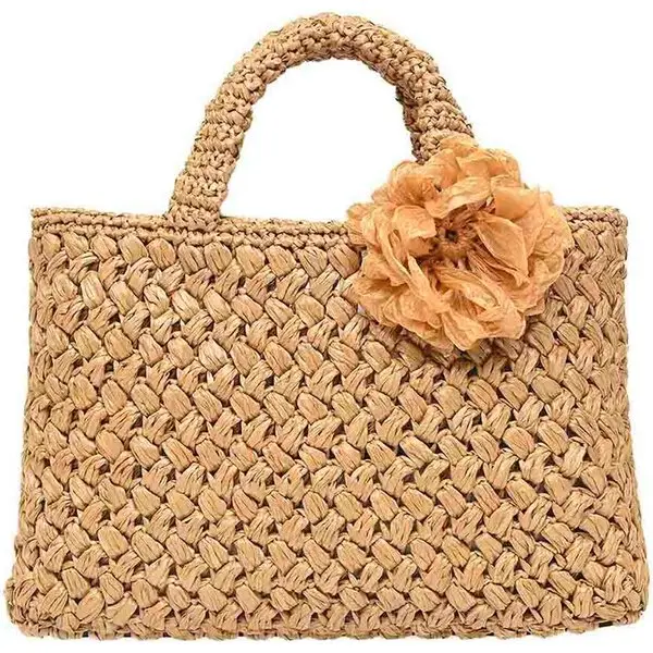 Carmen Sol Positano Raffia Mini Tote - Gold