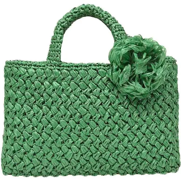 Carmen Sol Positano Raffia Mini Tote - Green