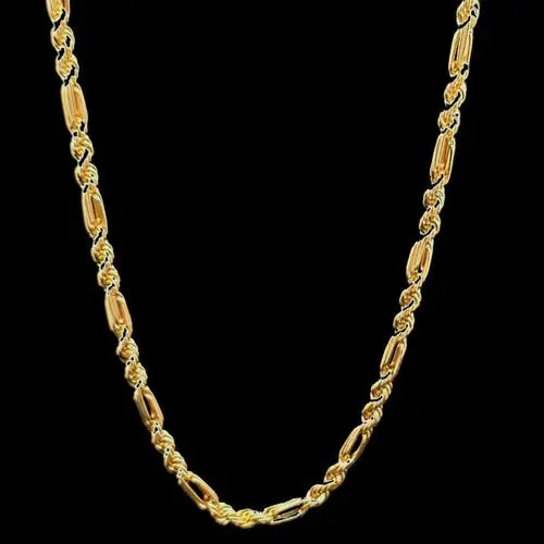 ANCONA JEWELRY 14k Figaro Rope Link Chain Necklace - Yellow Gold