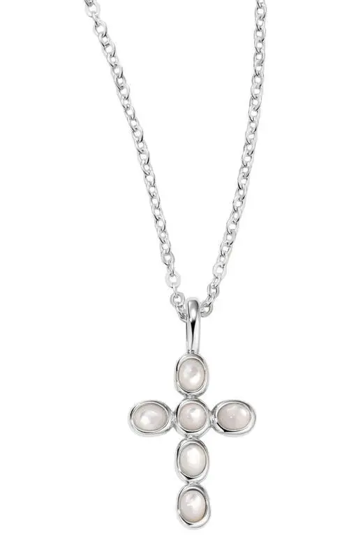 MADE BY MARY Mother Of Pearl Cross Charm Necklace - Silver