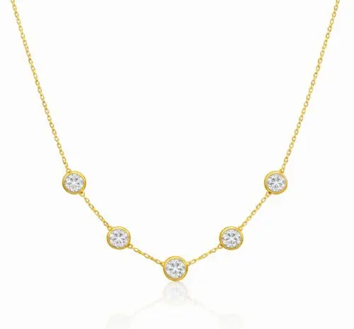 DONATELLO GIAN Crystal Bezel Station Necklace - Gold